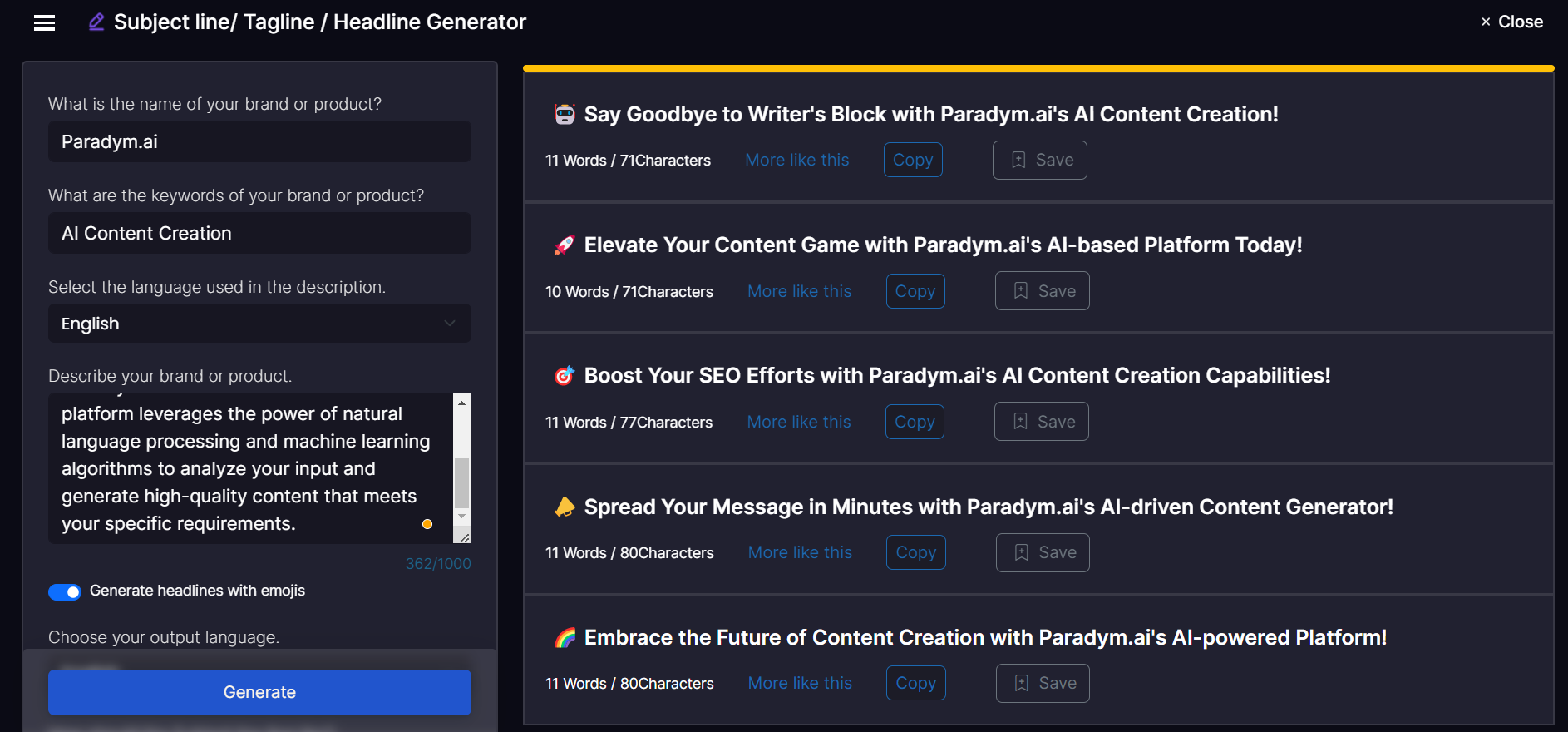 Subject/ Tagline/ Headline Tool – Paradym Resources